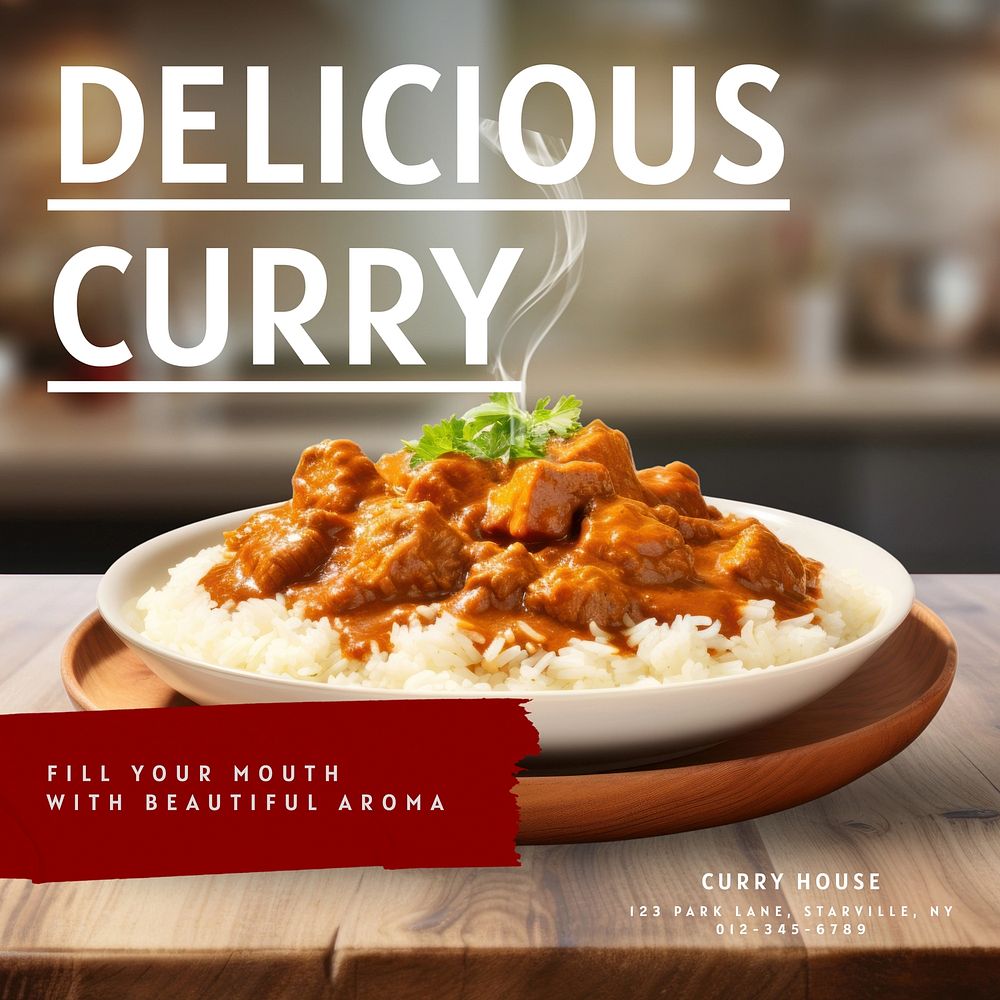 Curry restaurant Facebook post template | Free Photo - rawpixel