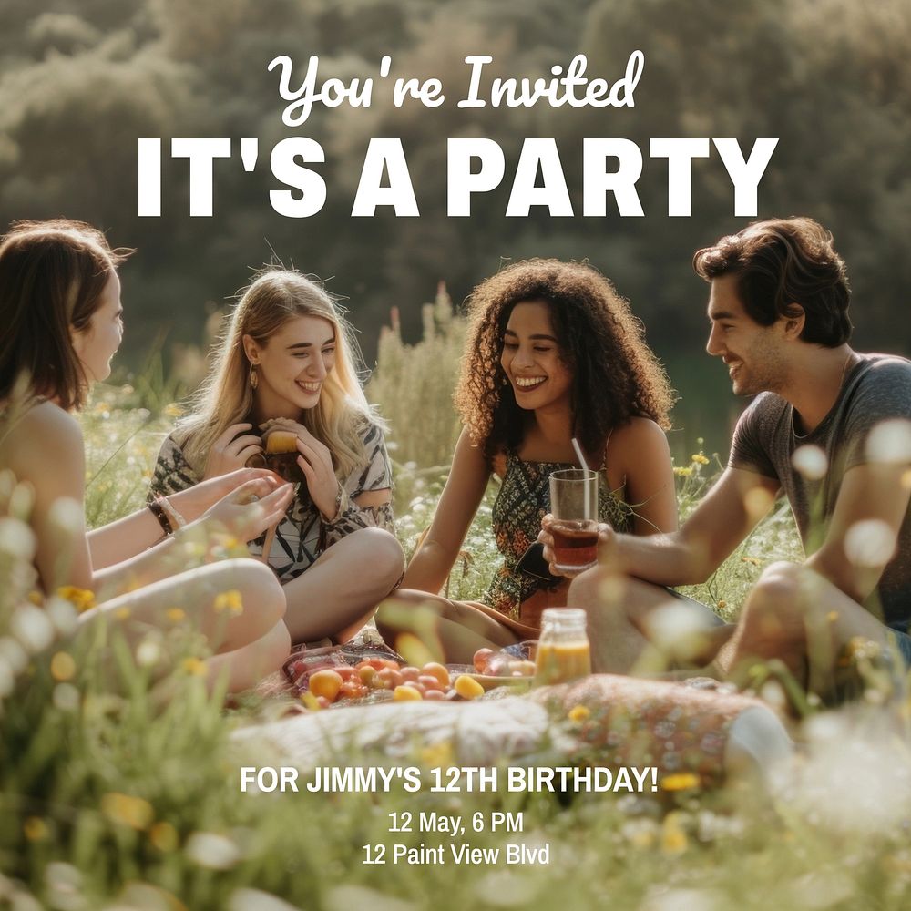 Birthday party invitation Instagram post | Free Photo - rawpixel