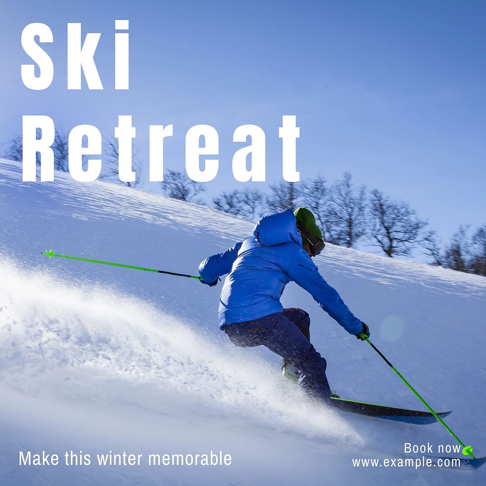 Ski retreat Instagram post template | Free Photo - rawpixel