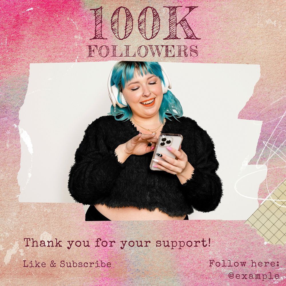 100k Followers Instagram Post Template Free Photo Rawpixel