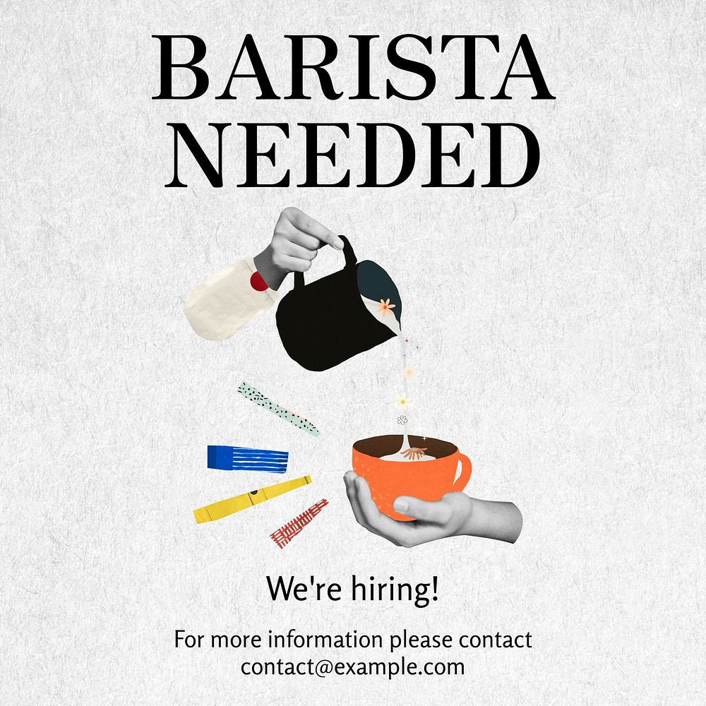 Barista needed Instagram post template | Free Photo - rawpixel