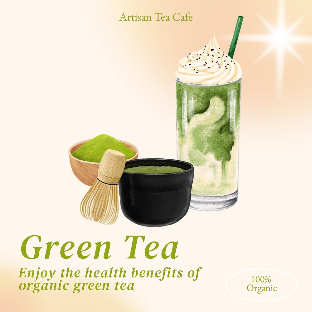 Green tea Instagram post template | Free Photo - rawpixel