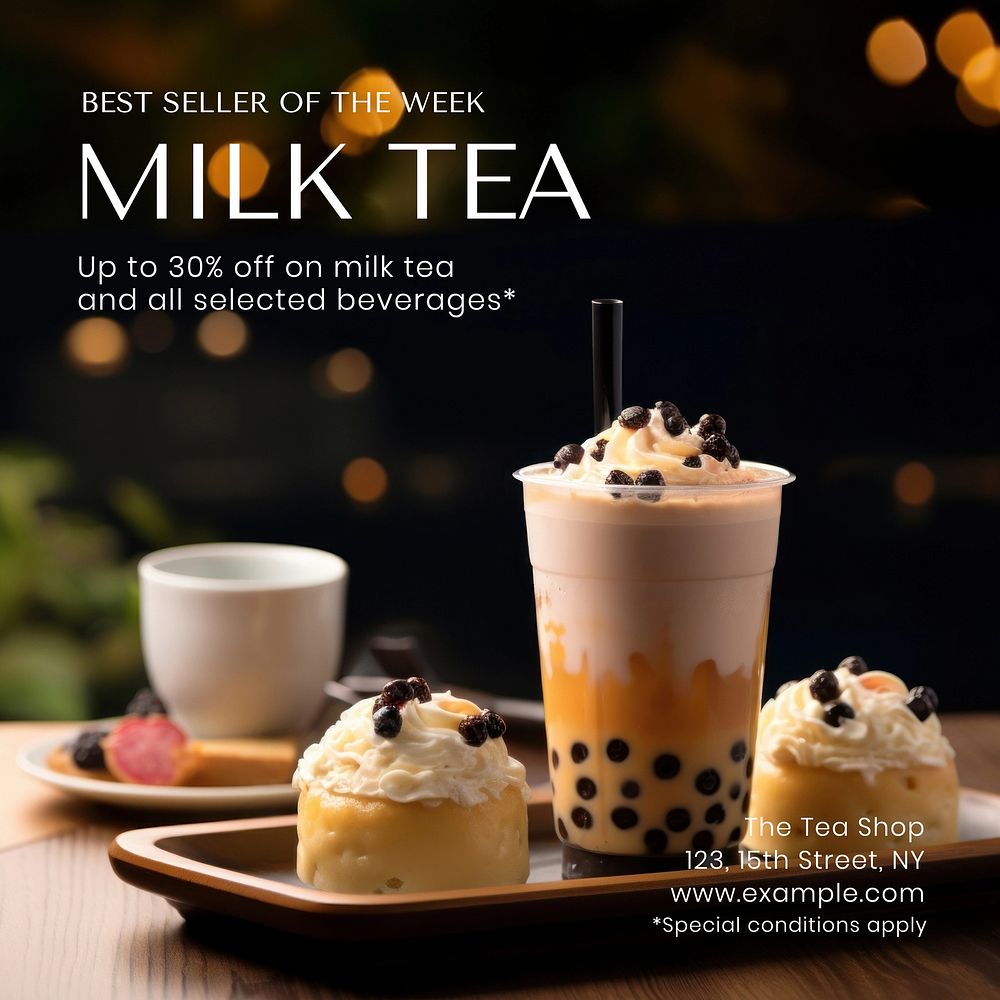 Milk tea shop Instagram post | Free Photo - rawpixel