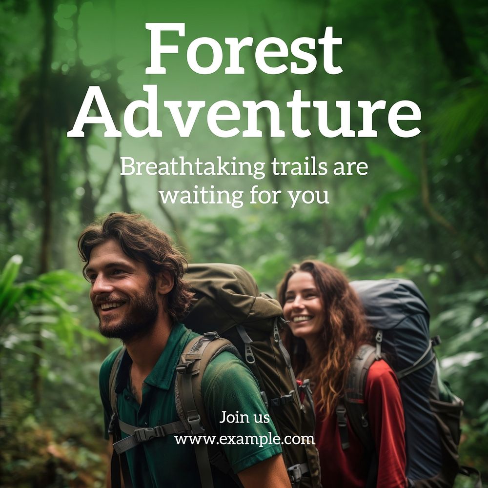 Forest adventure Instagram post template | Free Photo - rawpixel
