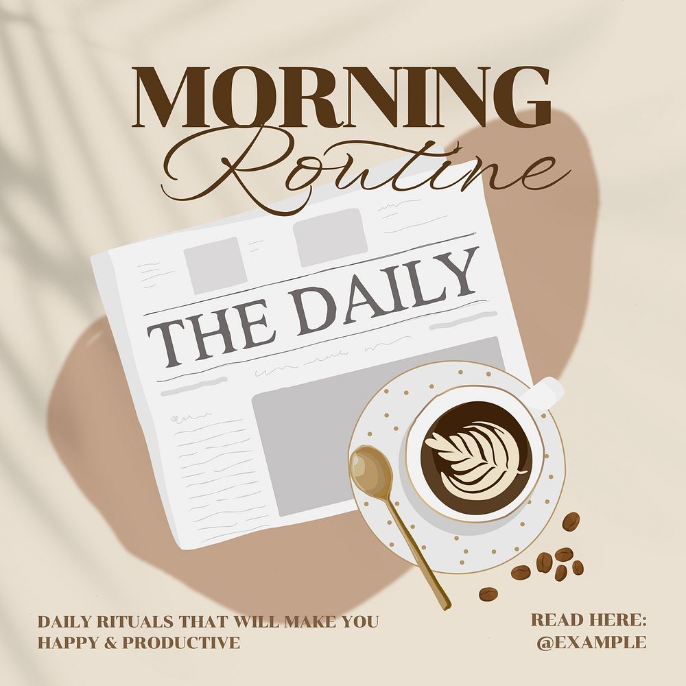 Morning routine Instagram post template | Free Photo - rawpixel