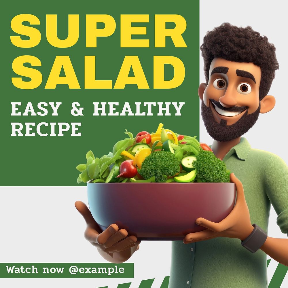 Salad recipe Instagram post template | Free Photo - rawpixel