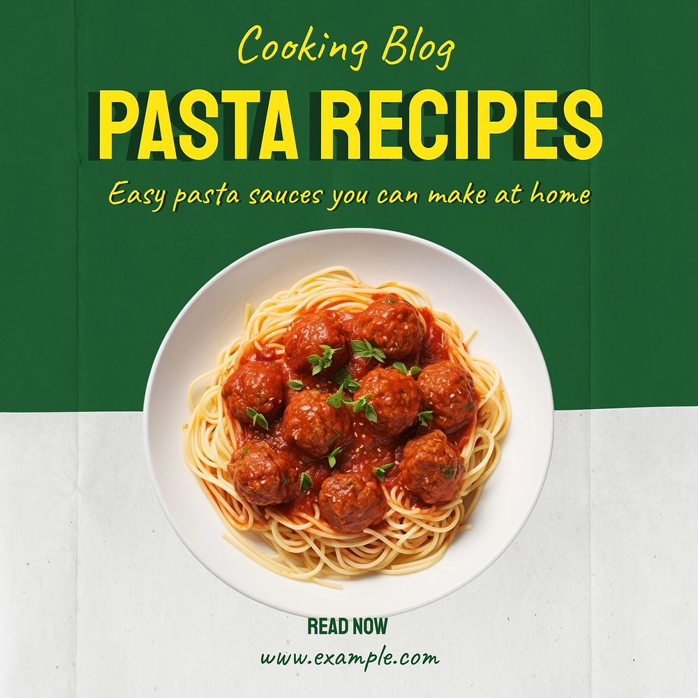 Pasta recipe Instagram post template | Free Photo - rawpixel
