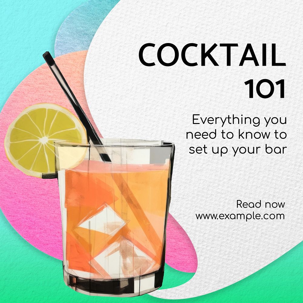 Cocktail 101 Instagram post template | Free Photo - rawpixel