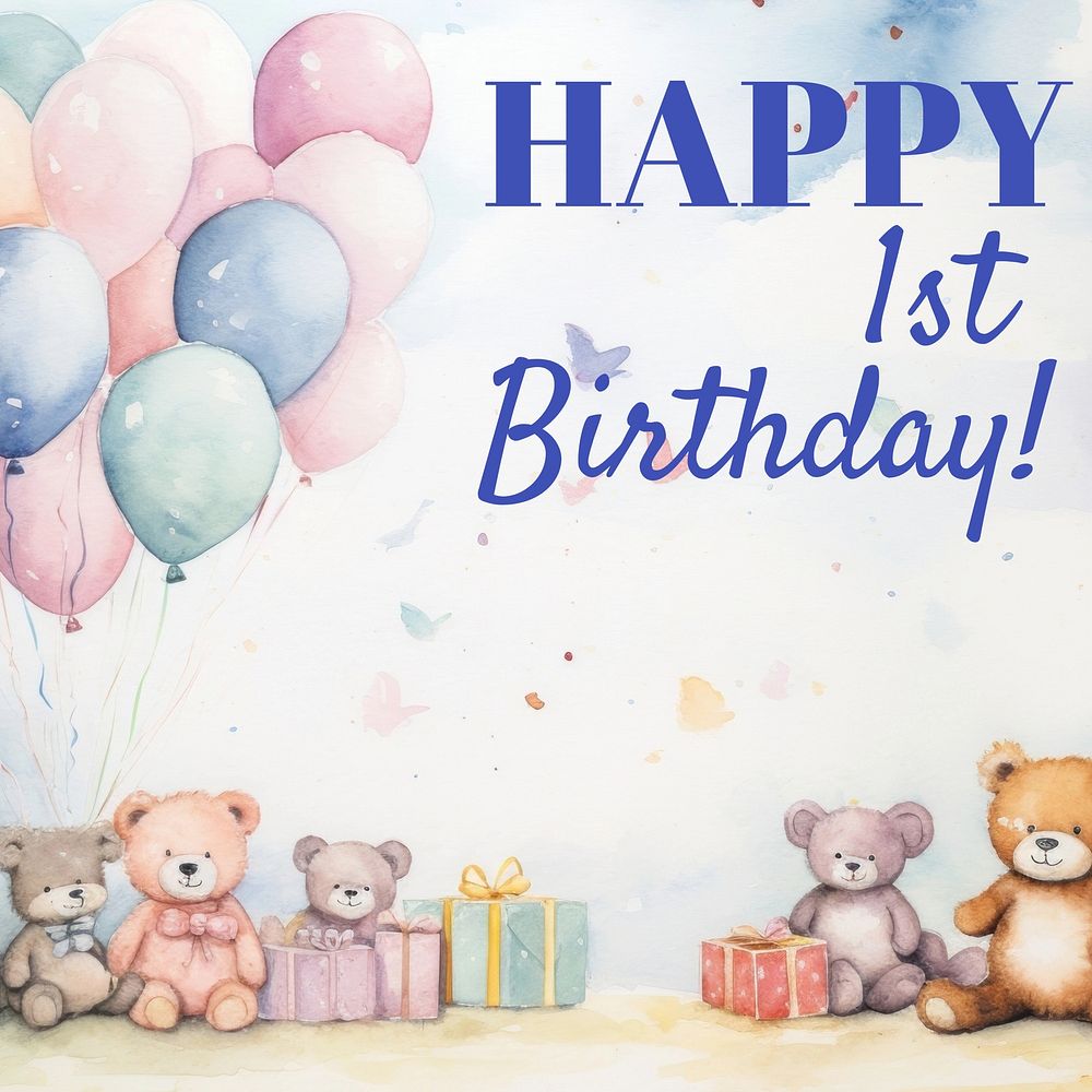 First birthday Instagram post template | Premium Photo - rawpixel