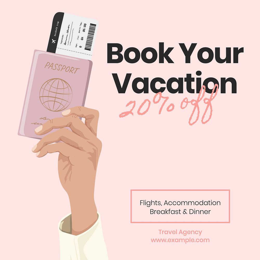 Book your vacation post template | Free Photo - rawpixel
