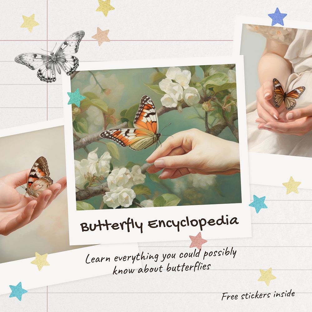 Butterfly encyclopedia Instagram post template | Free Photo - rawpixel