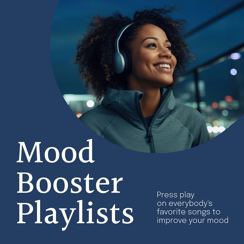 Mood booster playlist post template | Free Photo - rawpixel
