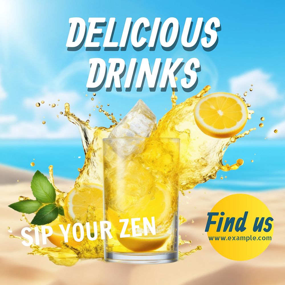 Delicious drinks Instagram post template | Free Photo - rawpixel