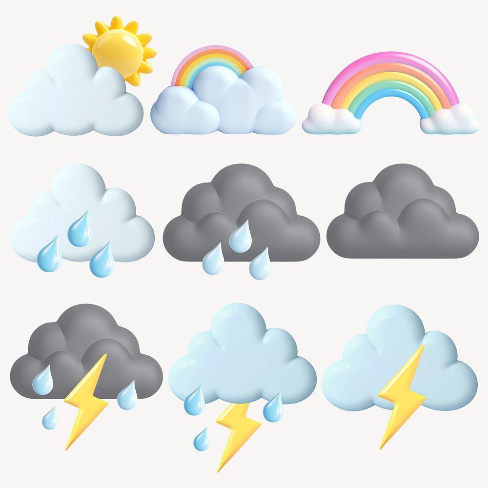 3D weather element set | Premium Photo - rawpixel