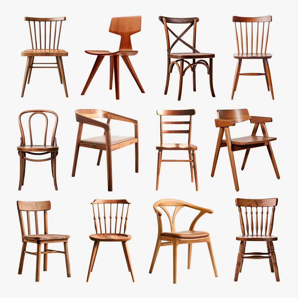 Wooden chair element set | Free Photo - rawpixel