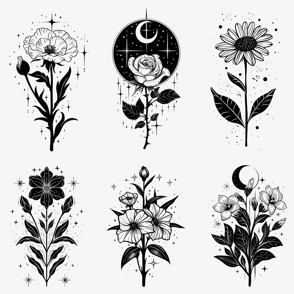 Hand drawn mystical flower isolated | Premium Photo - rawpixel