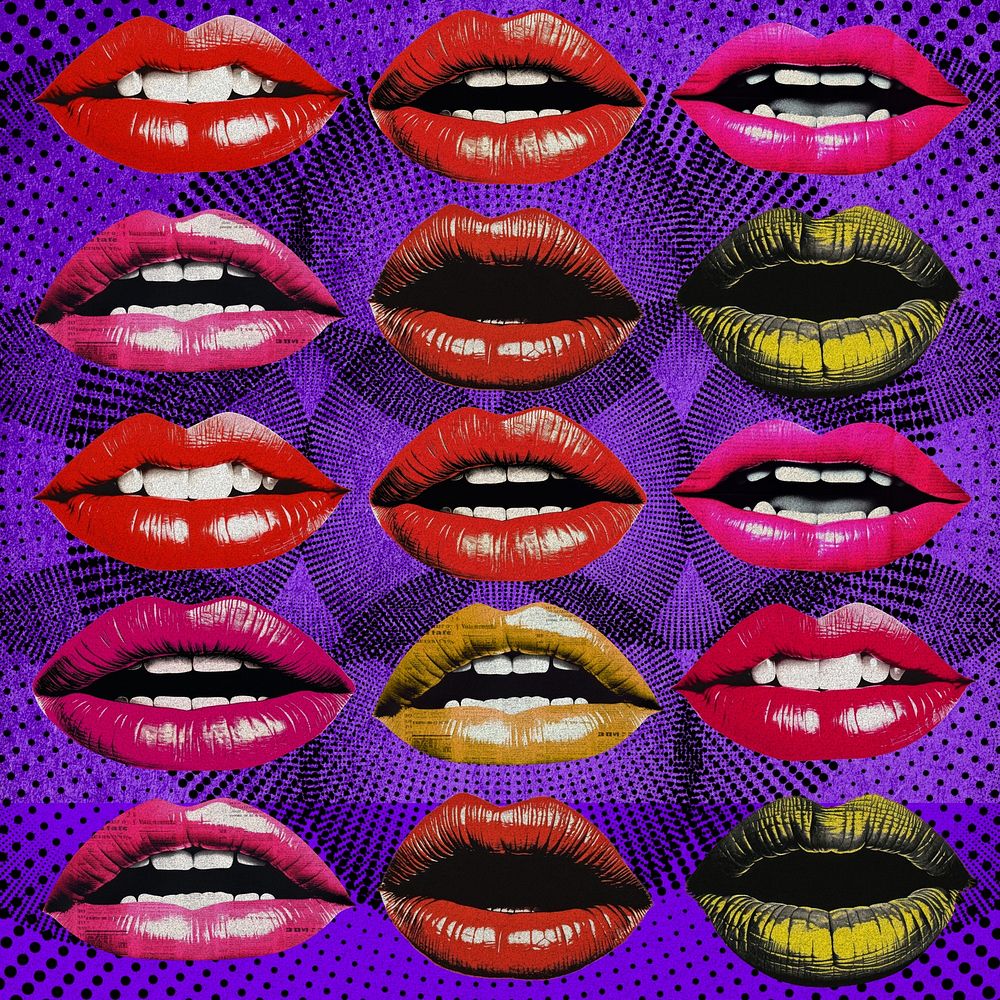 Silkscreen style lip expression isolated | Premium Photo - rawpixel