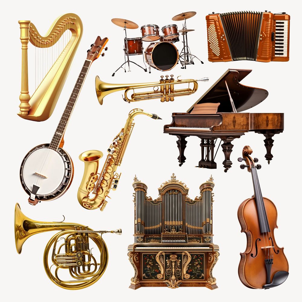 Classic music instrument element set | Free Photo - rawpixel