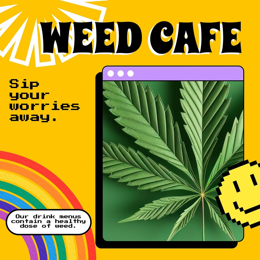Weed cafe Instagram post template | Free Photo - rawpixel