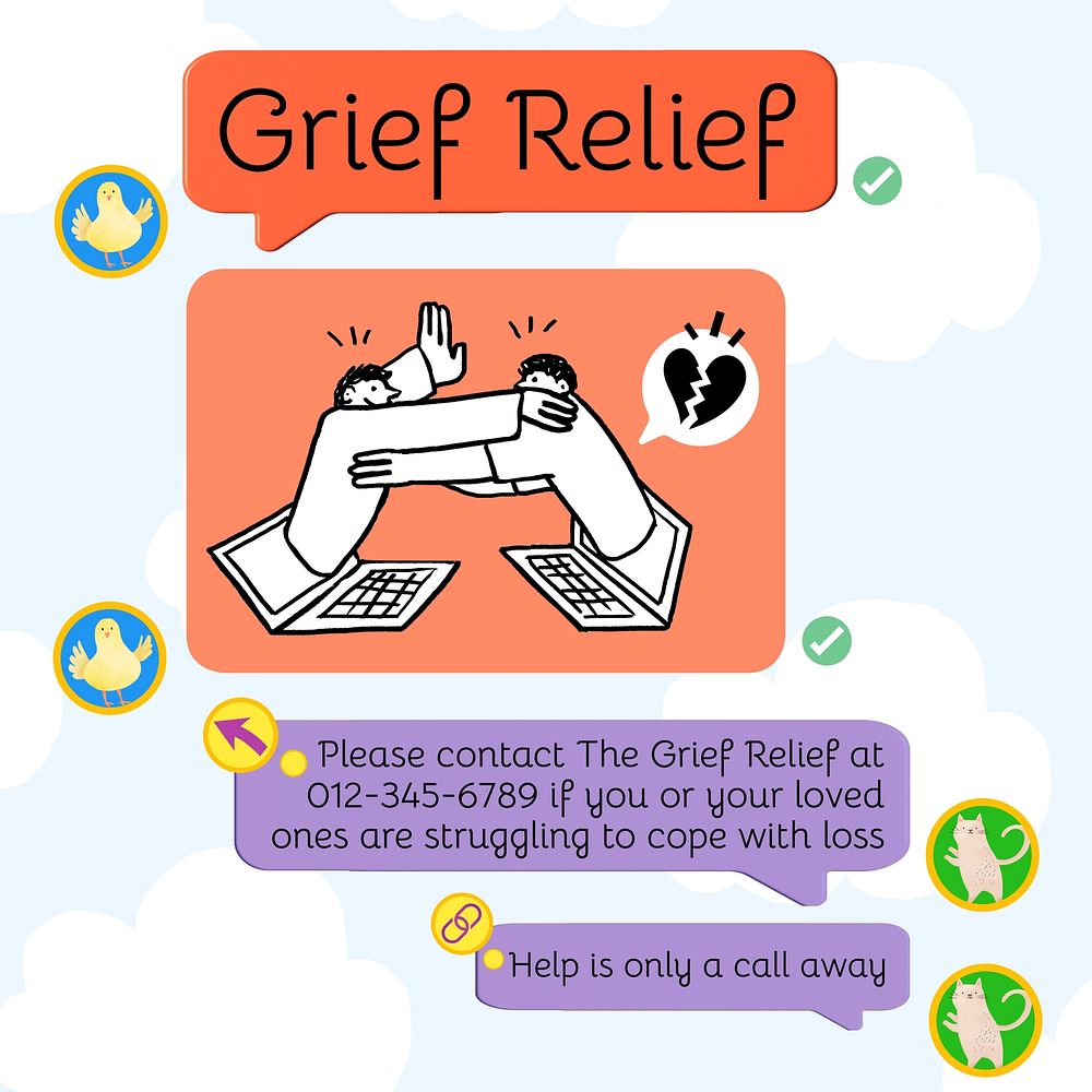 Grief relief Instagram post template | Free Photo - rawpixel