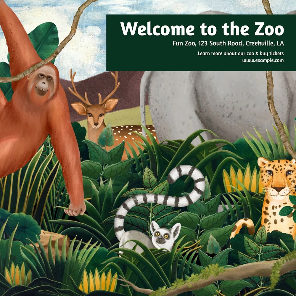 Zoo Instagram post template | Free Photo - rawpixel