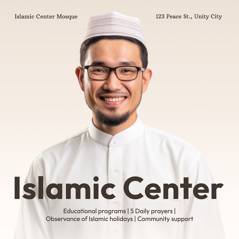 Islamic center Facebook post template | Free Photo - rawpixel