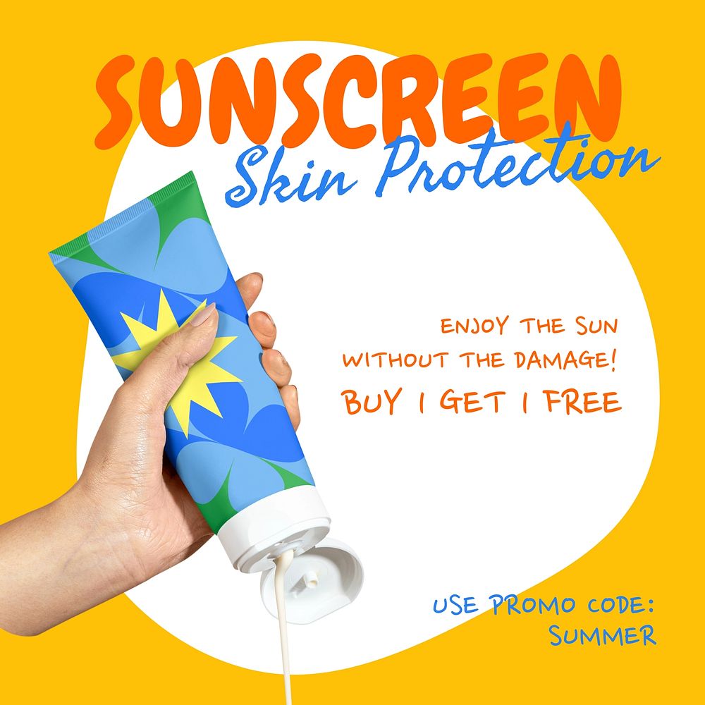 Sunscreen advertisement Instagram post template | Free Photo - rawpixel