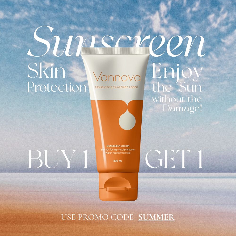 Sunscreen advertisement Instagram post template | Free Photo - rawpixel