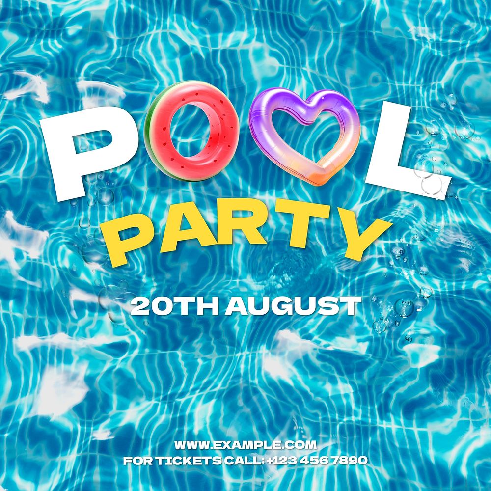 Pool party Instagram post template | Free Photo - rawpixel