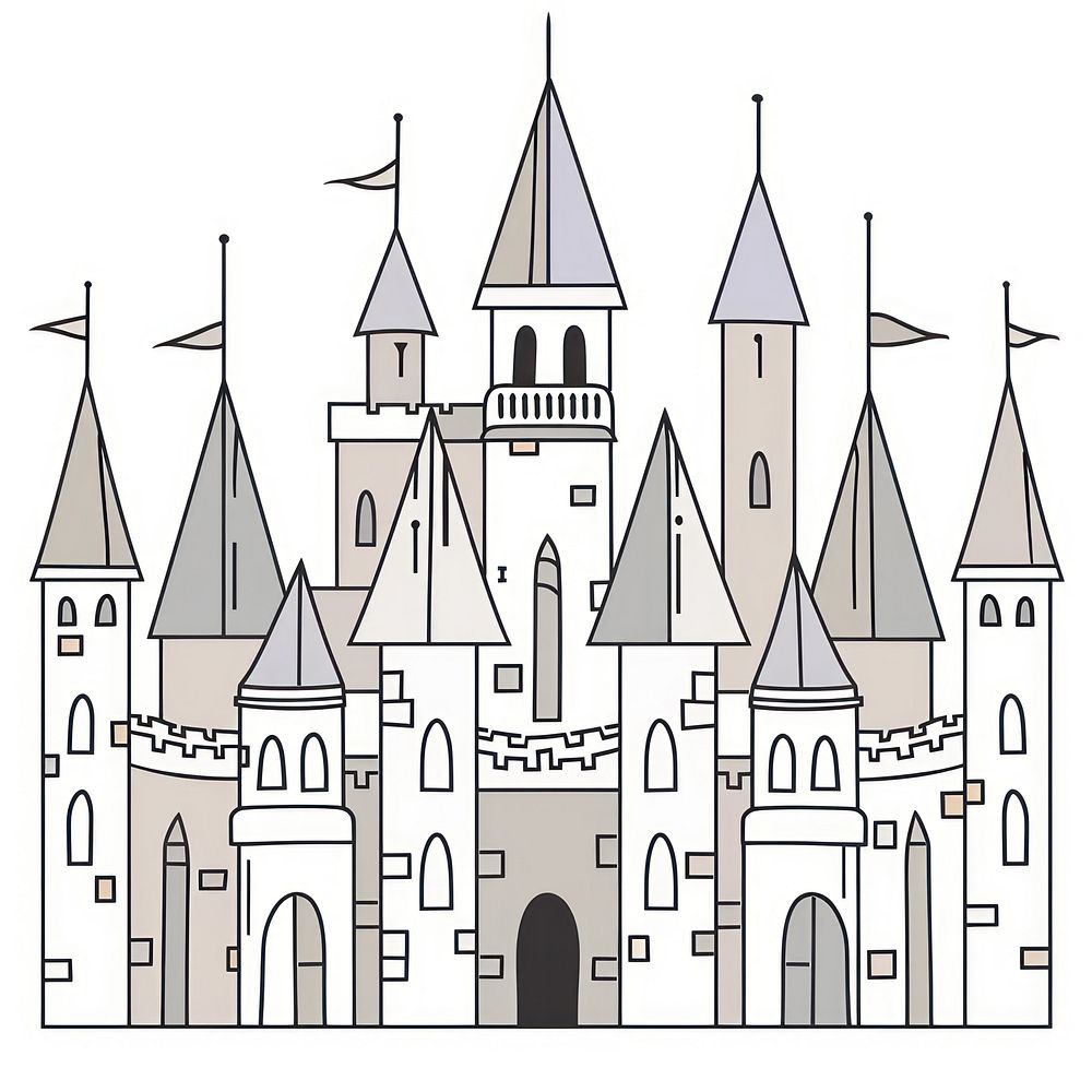 Minimalist symmetrical castle architecture illustrated | Free Photo ...