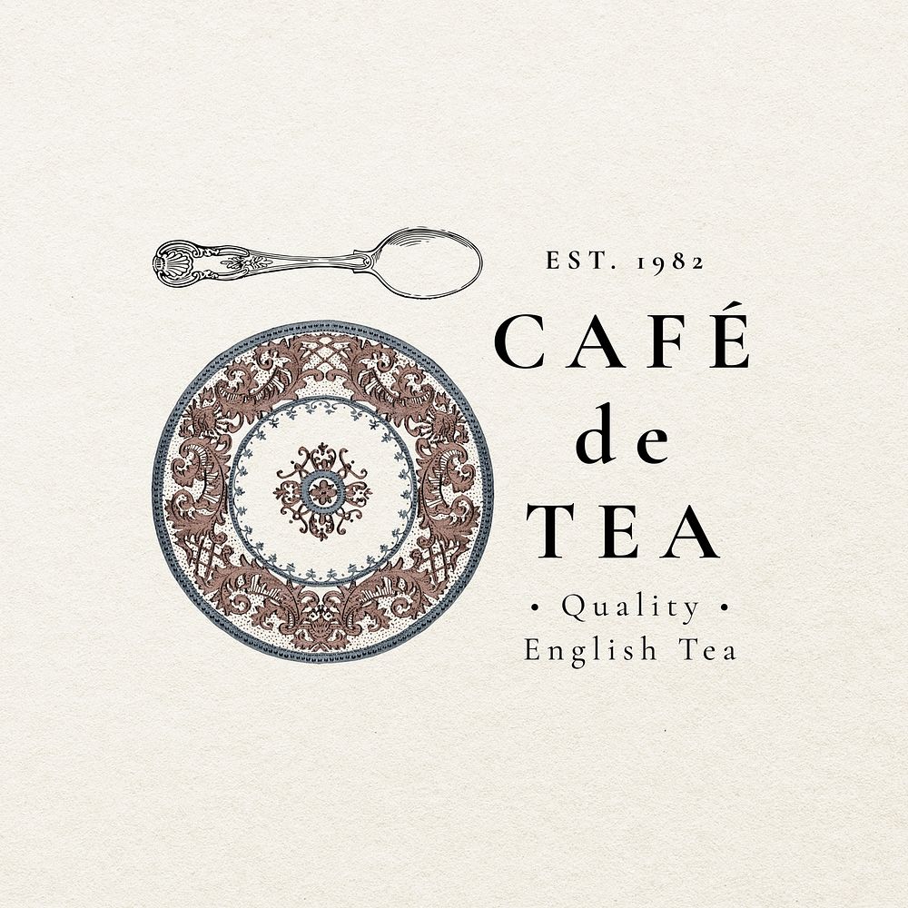 Tea cafe logo template vintage | Free Photo - rawpixel