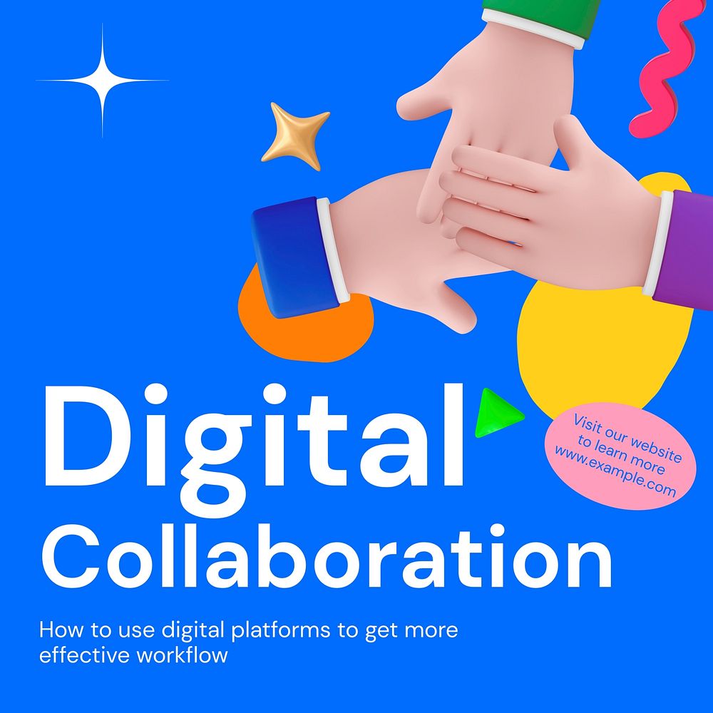 Digital collaboration Instagram ad template, | Free Photo - rawpixel