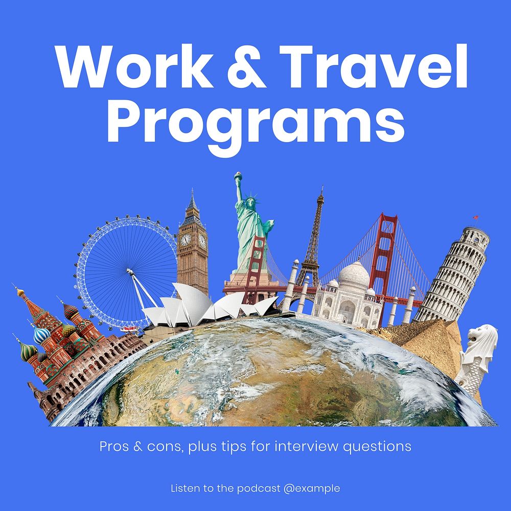 Work&travel programs Facebook ad template | Free Photo - rawpixel
