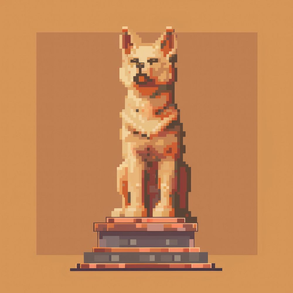 Hachiko statue pixel animal canine | Free Photo Illustration - rawpixel