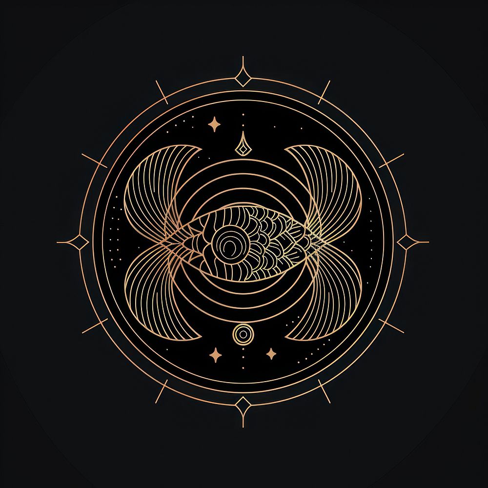 Pisces zodiac sign chandelier emblem | Free Photo Illustration - rawpixel