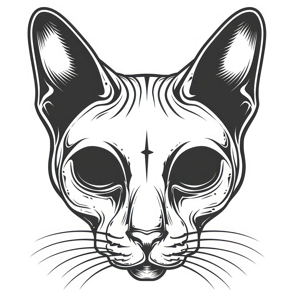 Realistic cat skull illustrated drawing | Free Photo Illustration ...