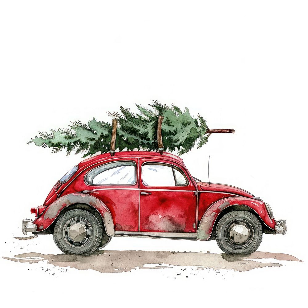 Illustration car watercolor tree art | Free Photo Illustration - rawpixel