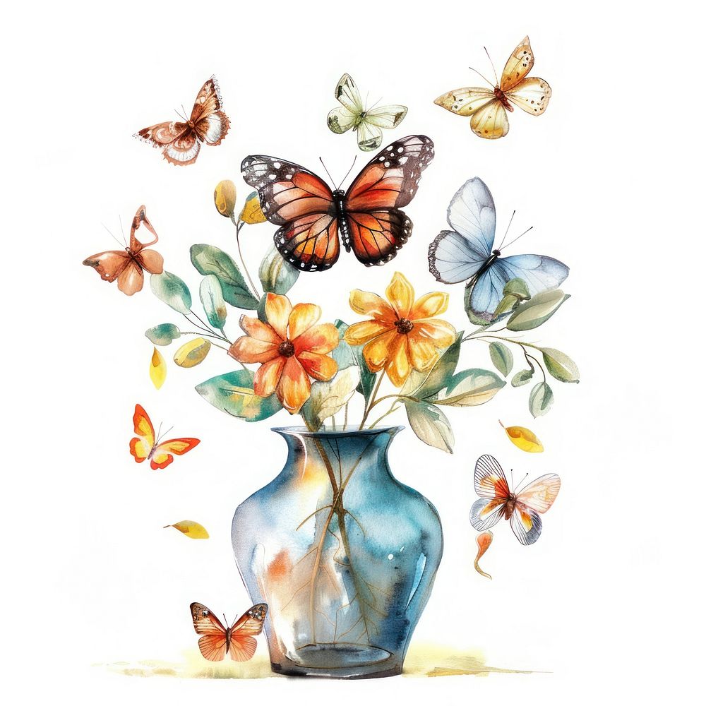 Flower vase art painting. | Free Photo Illustration - rawpixel