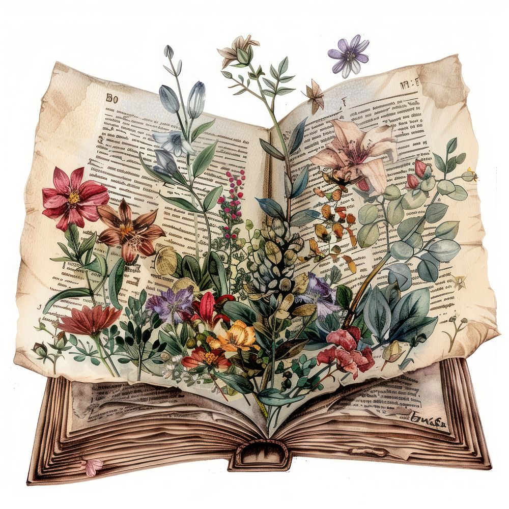 Illustration open book flowers watercolor | Free Photo Illustration ...