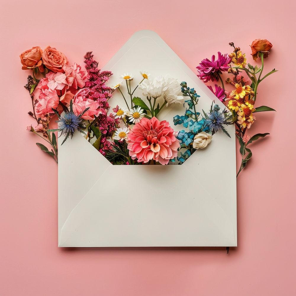 Retro collage white envelop flower | Free Photo Illustration - rawpixel