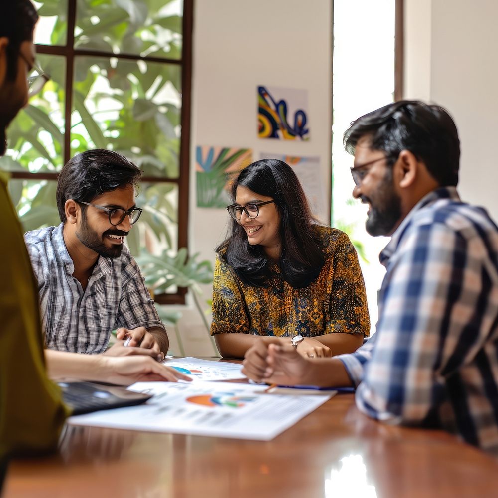 Smiling Indian colleagues gather boardroom | Free Photo - rawpixel