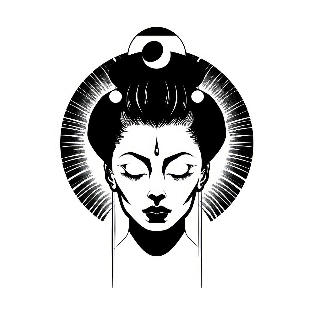 Geisha art illustrated stencil. | Free Photo Illustration - rawpixel