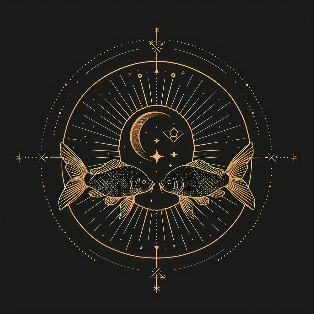 Pisces logo blackboard emblem. | Free Photo Illustration - rawpixel