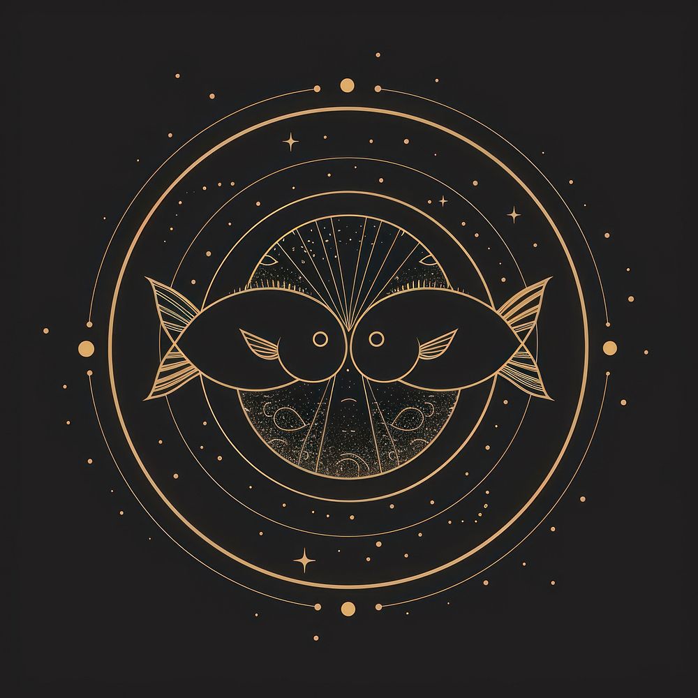 Pisces logo blackboard emblem. | Free Photo Illustration - rawpixel