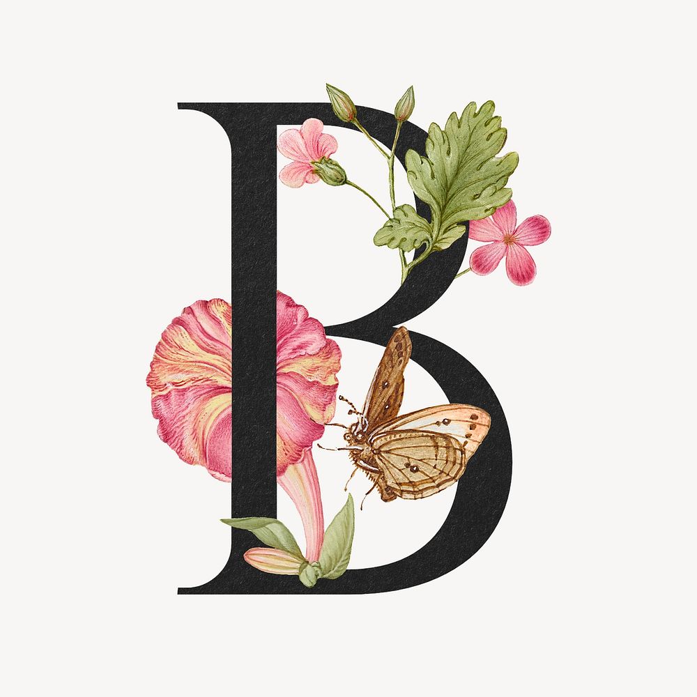 Letter B botanical calligraphic art | Free Photo Illustration - rawpixel