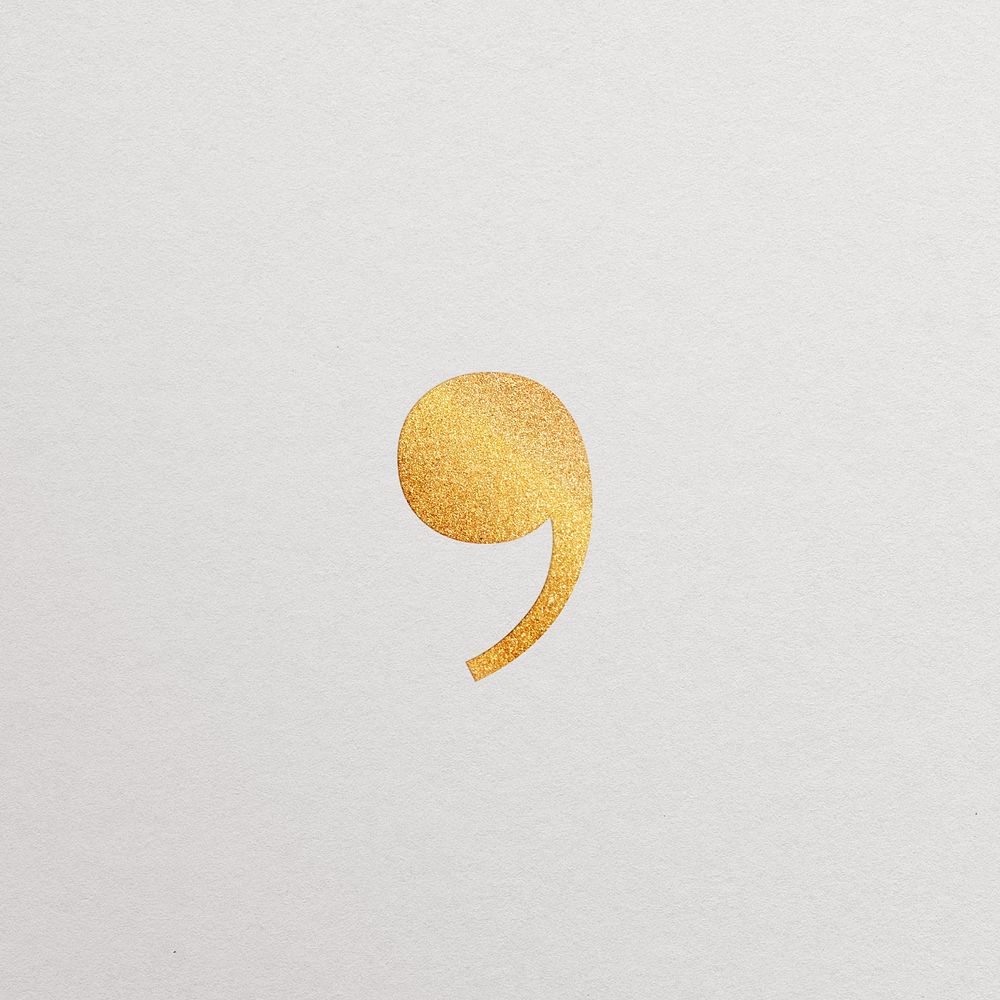 Comma sign gold foil symbol | Free Photo Illustration - rawpixel