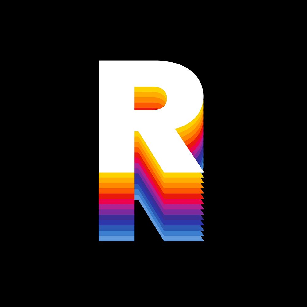 Letter r retro colorful layered | Free Photo Illustration - rawpixel