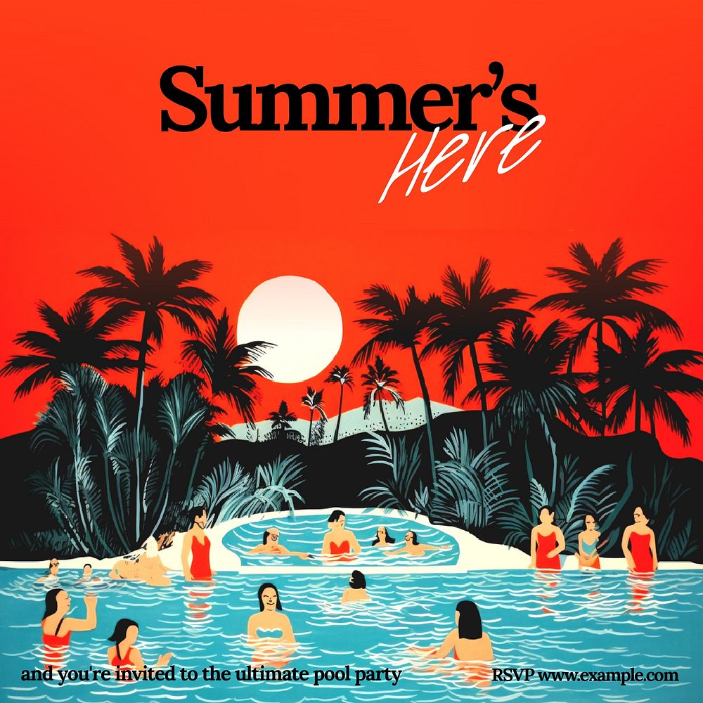 Pool party invitation Facebook post | Premium Vector Template - rawpixel