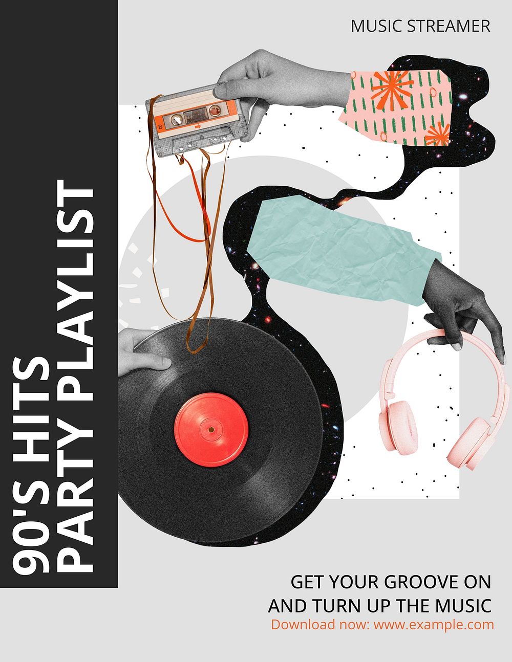 90's playlist flyer template, collage | Free Photo - rawpixel
