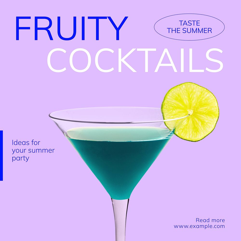 Fruity cocktails Instagram post template | Free Photo - rawpixel